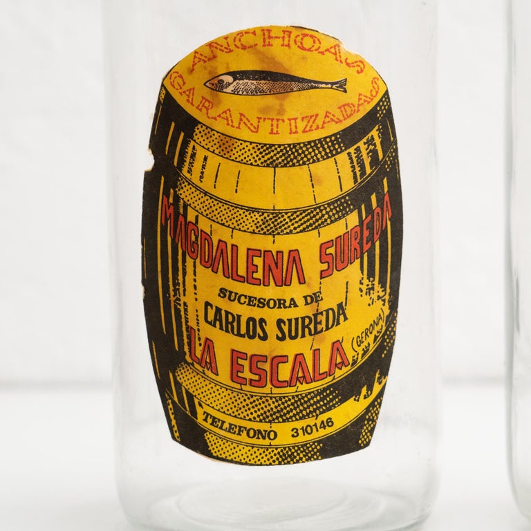 Set of Two Antique Spanish Glass Anchovy Containers, circa 1950 For ...