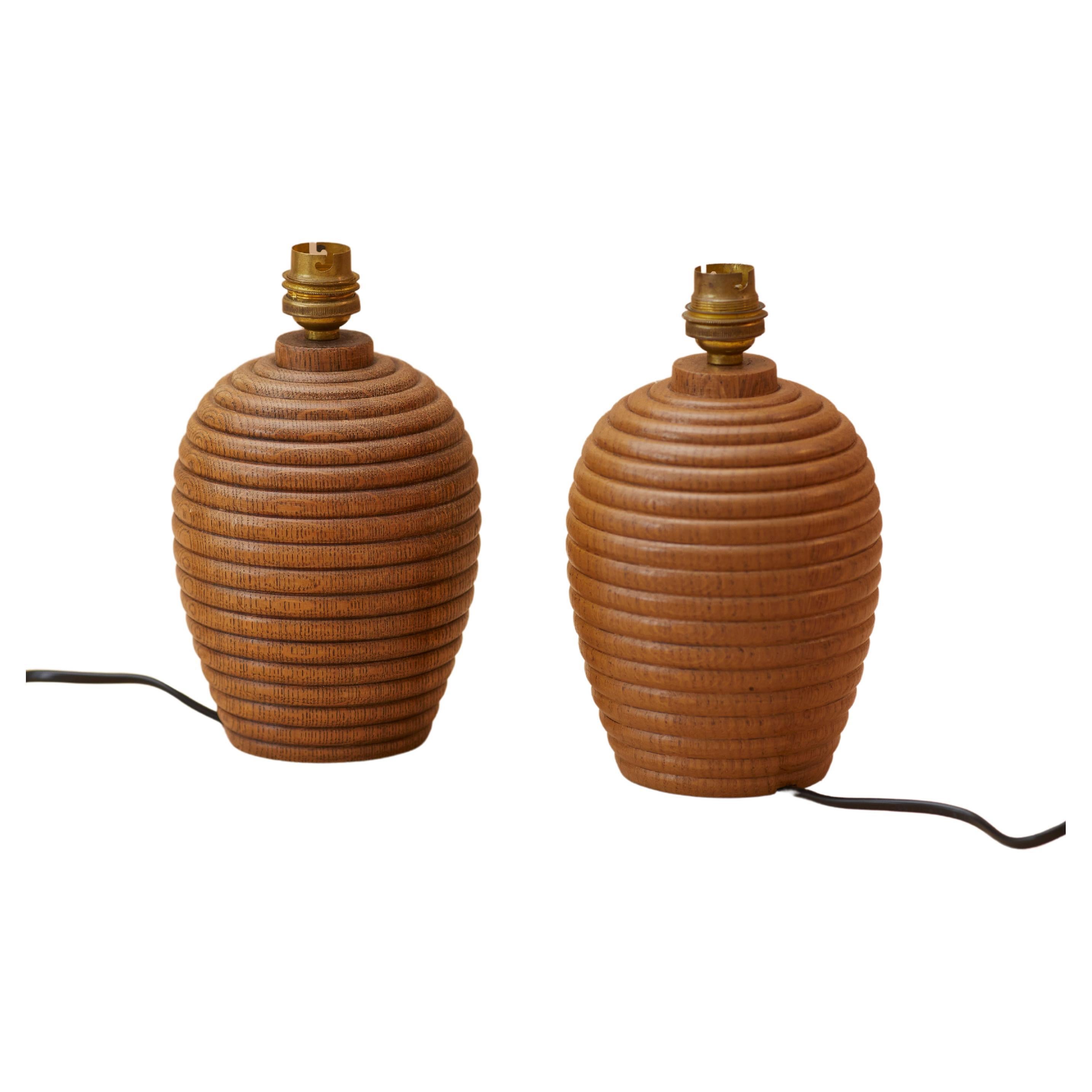 Large 1980s French Limited, Made-to-order Solid Oak wall lamps For Sale ...