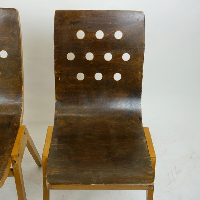 Set of Two Austrian Midcentury Beech Stacking Chairs by Roland Rainer ...