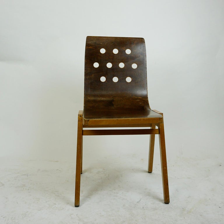 Set of Two Austrian Midcentury Beech Stacking Chairs by Roland Rainer ...