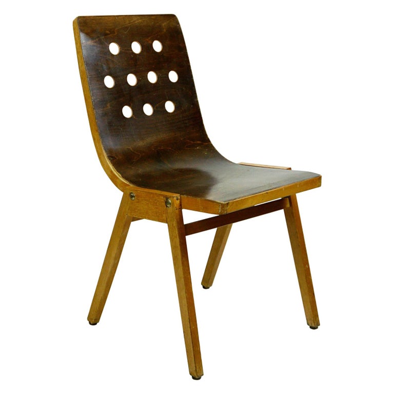Set of Two Austrian Midcentury Beech Stacking Chairs by Roland Rainer ...