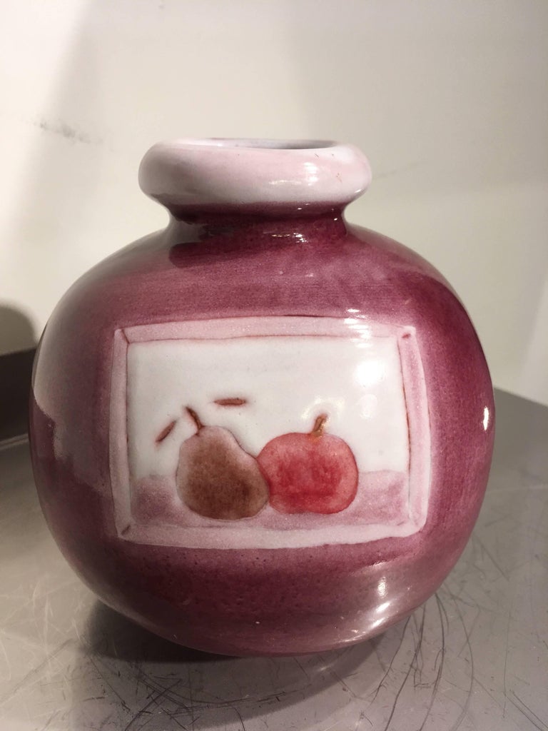 Set of Two Ball Vases, Fruits and Cherry Tree, Cloutier Freres, France ...