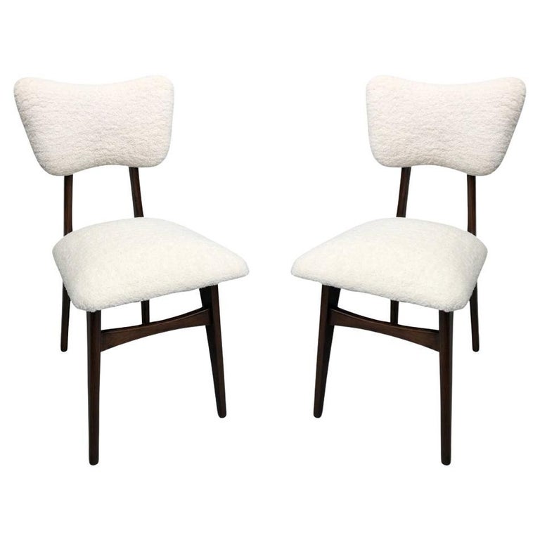 Set of Two Beige Boucle and Wood Dining Chairs, Europe, 1960s For Sale ...