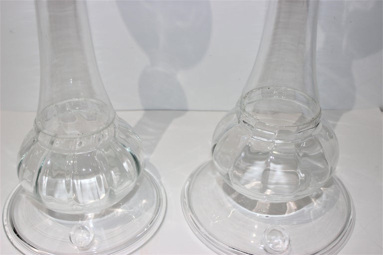Set of Two Blenko Glass Candlesticks For Sale at 1stDibs