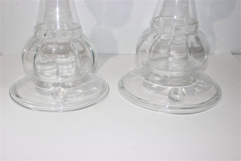 Set of Two Blenko Glass Candlesticks For Sale at 1stDibs