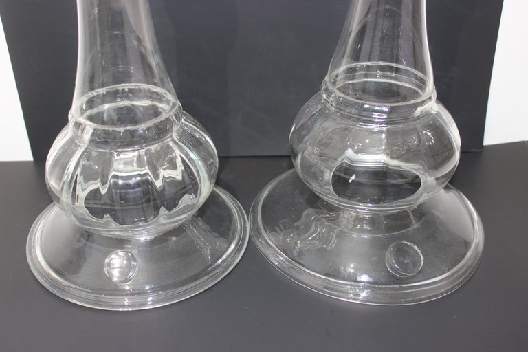 Set of Two Blenko Glass Candlesticks For Sale at 1stDibs