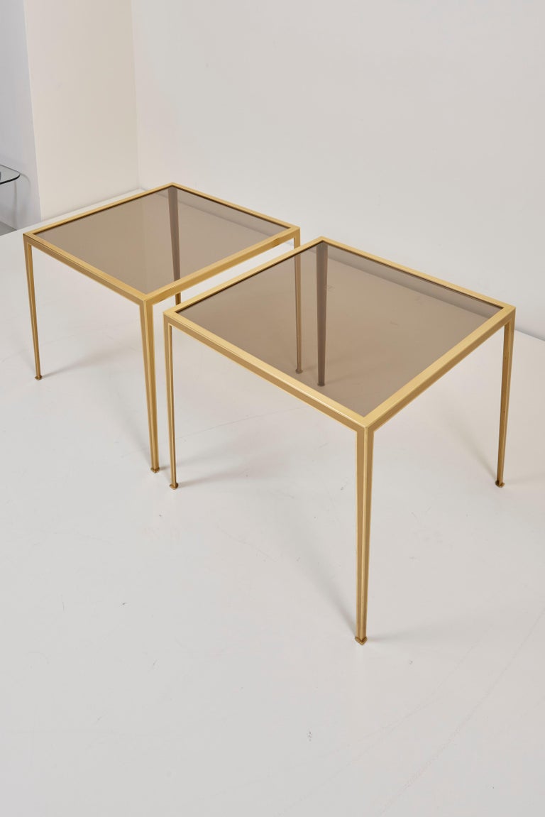 Set of Two Brass and Glass Nesting Tables by Münchner Werkstätten at ...