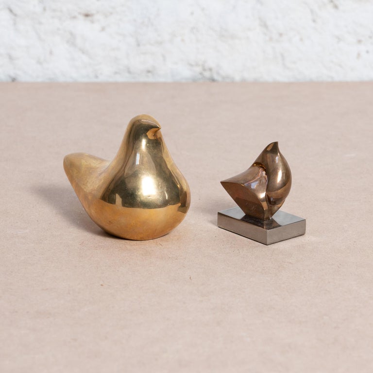 Set of Two Bronze Dove Sculptures, circa 1960 at 1stDibs
