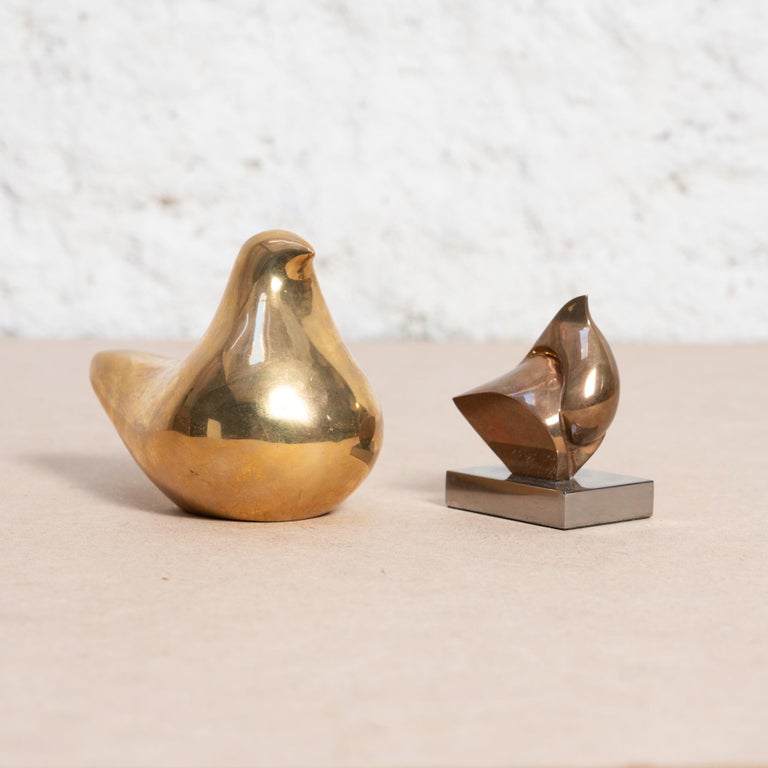 Set of Two Bronze Dove Sculptures, circa 1960 at 1stDibs