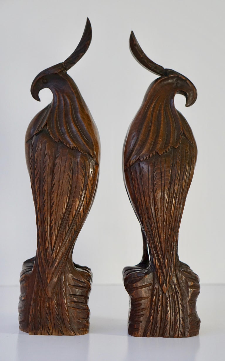 Set of Two Carved Wooden Birds at 1stDibs