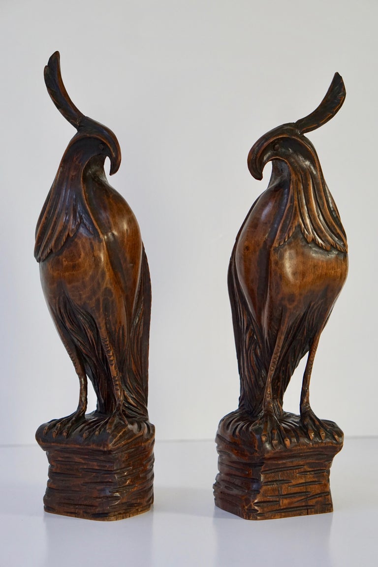 Set of Two Carved Wooden Birds at 1stDibs