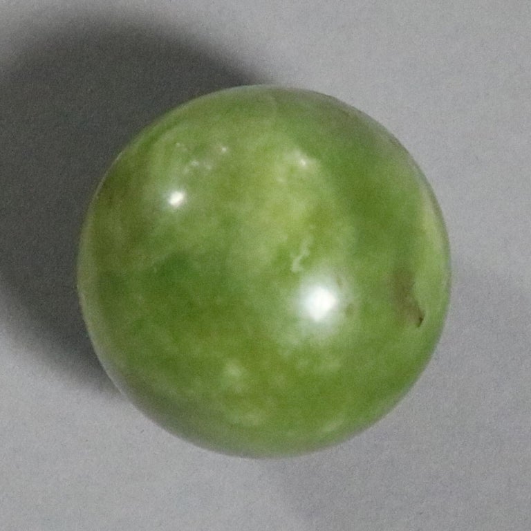 Set of Two Chinese Jade Green and White Onyx Balls, 20th Century For ...