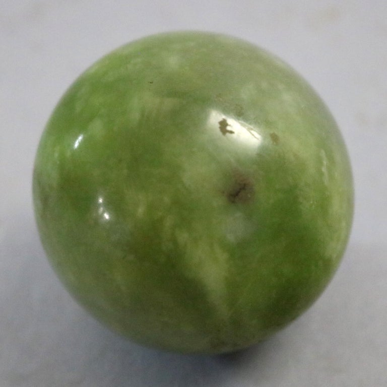 Set of Two Chinese Jade Green and White Onyx Balls, 20th Century For ...