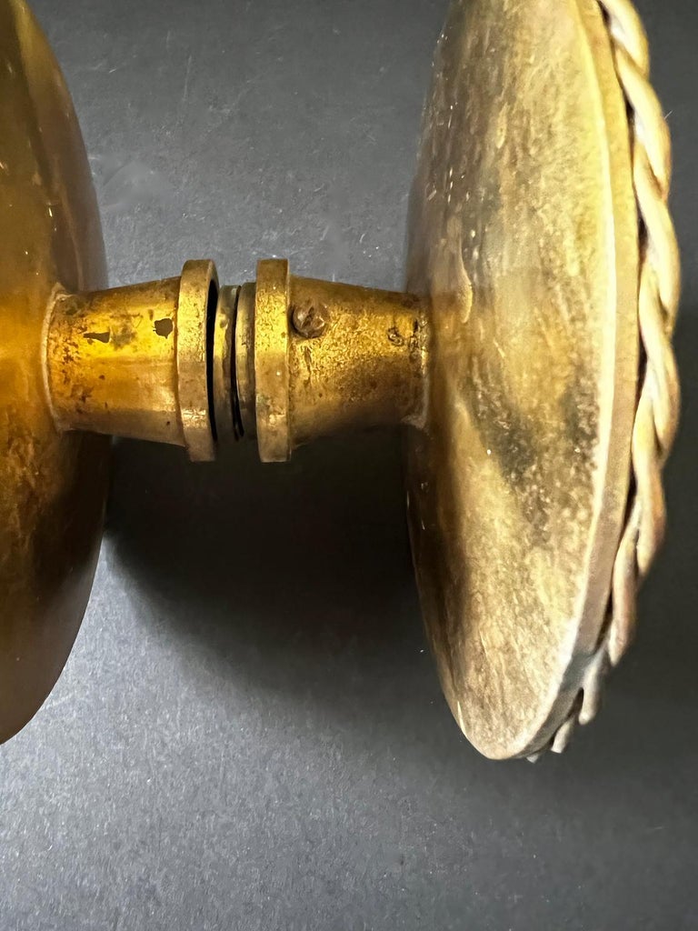 Set of Two Circular Push-Pull Door Handles in Brass, Mid-20th Century ...