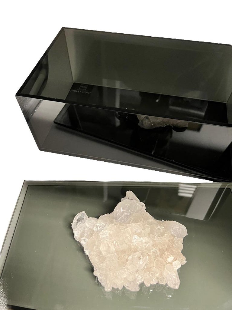 Set of Two Contemporary Luminous Black Lucite and Crystal Boxes For ...