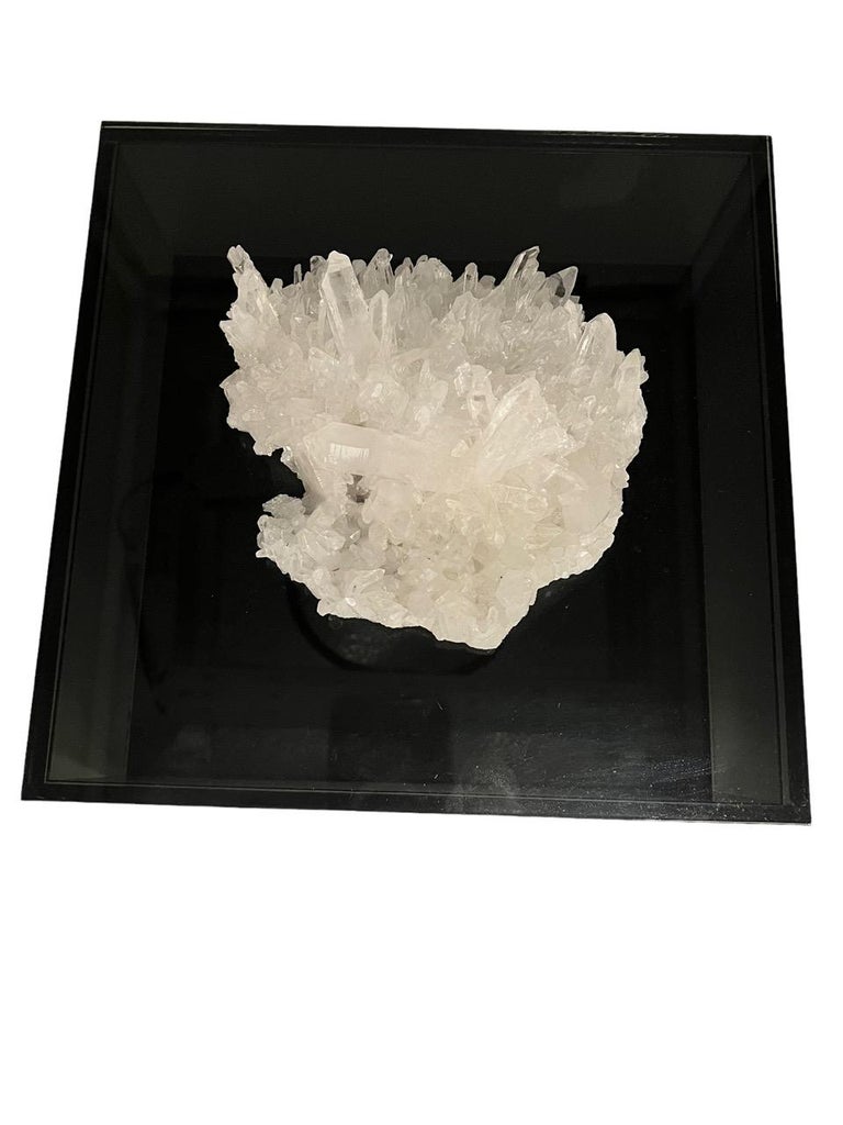 Set of Two Contemporary Luminous Black Lucite and Crystal Boxes For ...