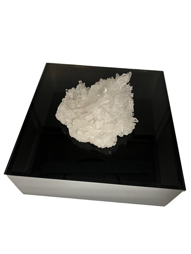 Set of Two Contemporary Luminous Black Lucite and Crystal Boxes For ...