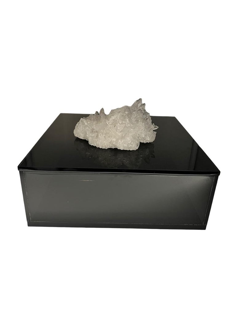 Set of Two Contemporary Luminous Black Lucite and Crystal Boxes For ...