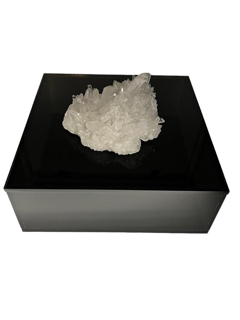 Set of Two Contemporary Luminous Black Lucite and Crystal Boxes For ...