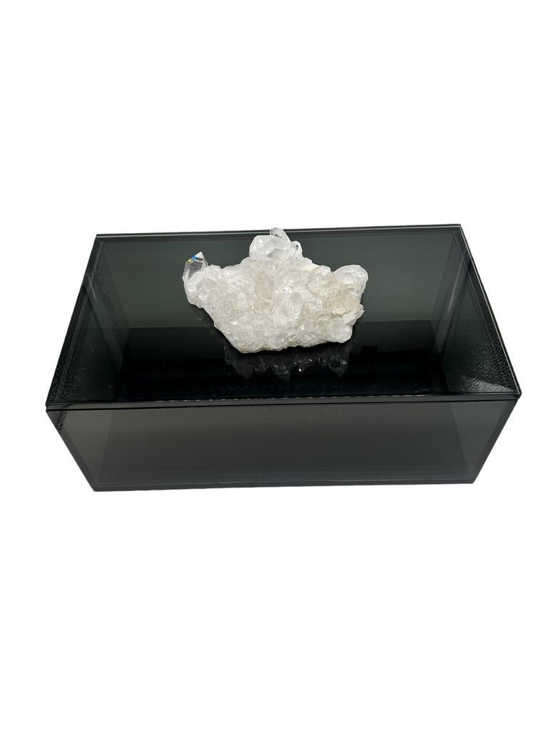 Set of Two Contemporary Luminous Black Lucite and Crystal Boxes For ...