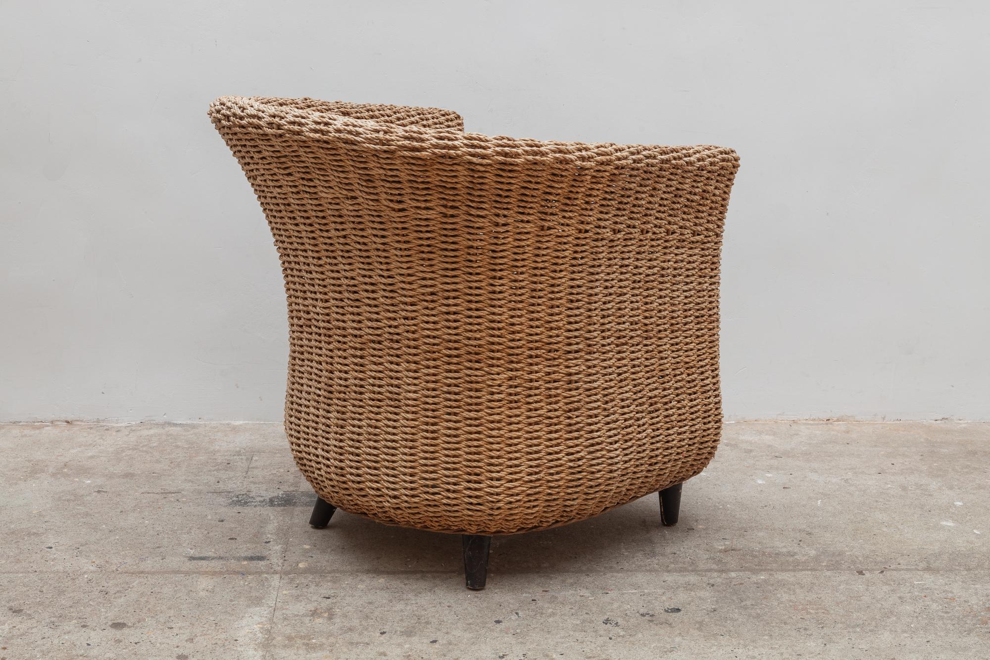 Set of Two Cord Woven Bucket Lounge Chairs, 1980s, Italy at 1stDibs ...
