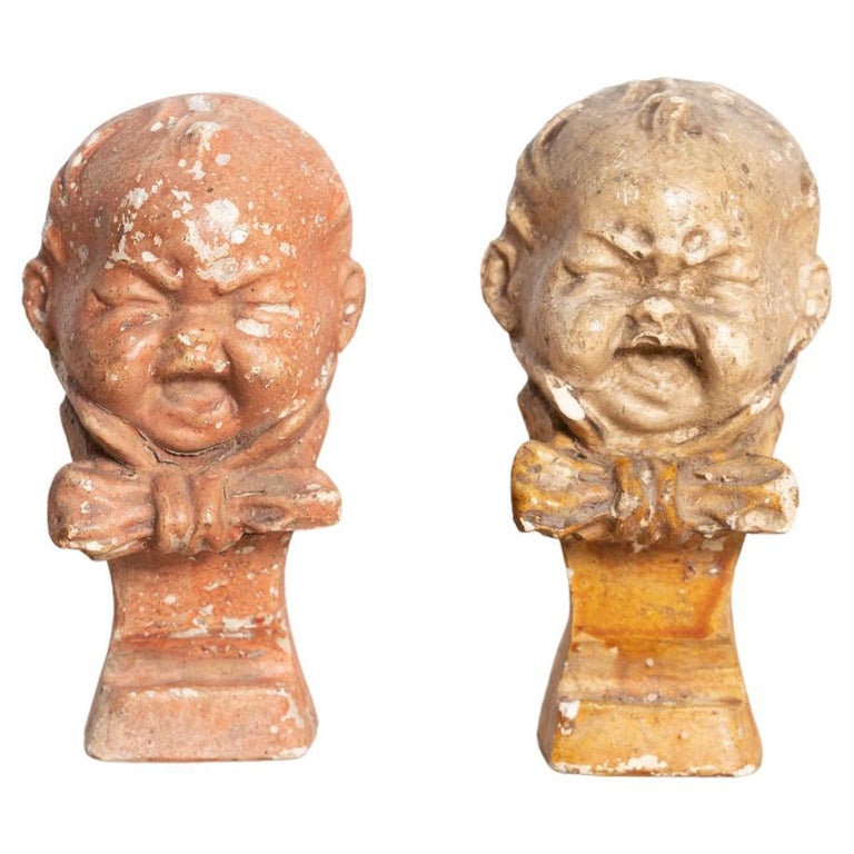 Set of Two Crying Baby Plaster Figures, circa 1930 For Sale at 1stDibs