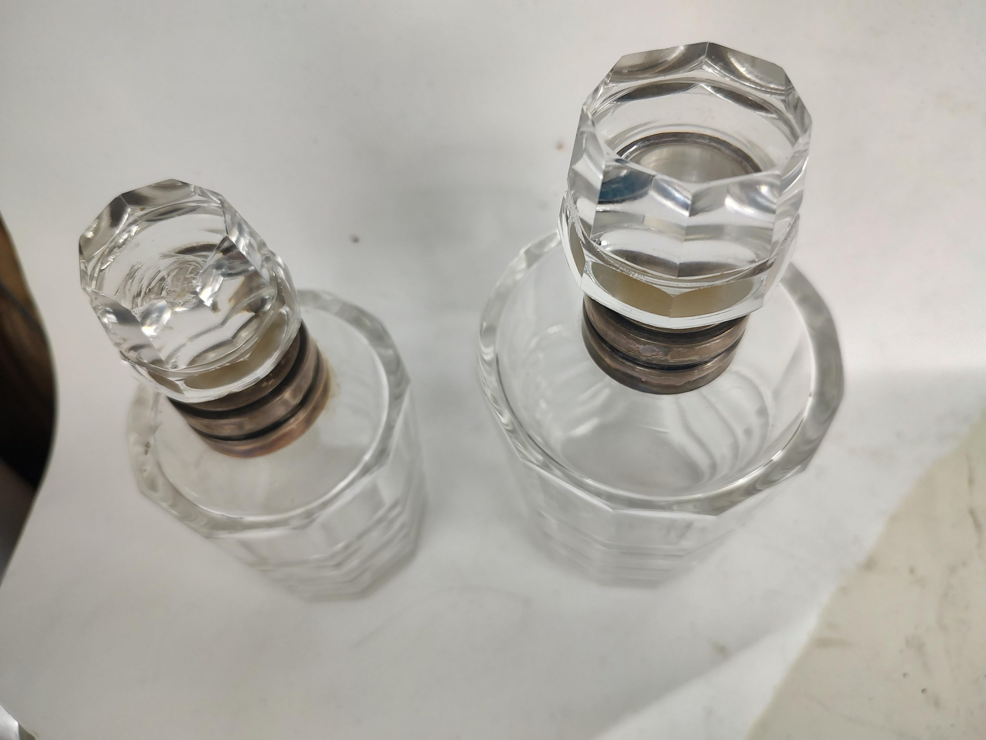 Set of Two Cut Glass Dresser Cologne Bottles with Sterling For Sale at ...