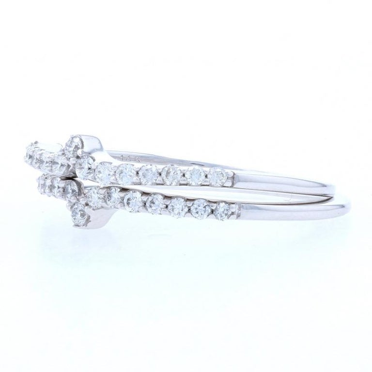 Set of Two Diamond Enhancer Bands, 14k Gold Guard Rings Wedding Round ...