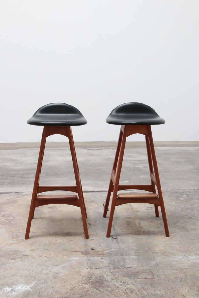 Set of Two Erik Buch Teak Wood Bar Stools, 1960, Denmark For Sale at ...