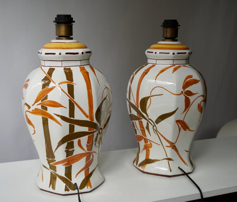 Set of Two Exceptional Mid-Century Modern Ceramic Bamboo Table Lamps ...