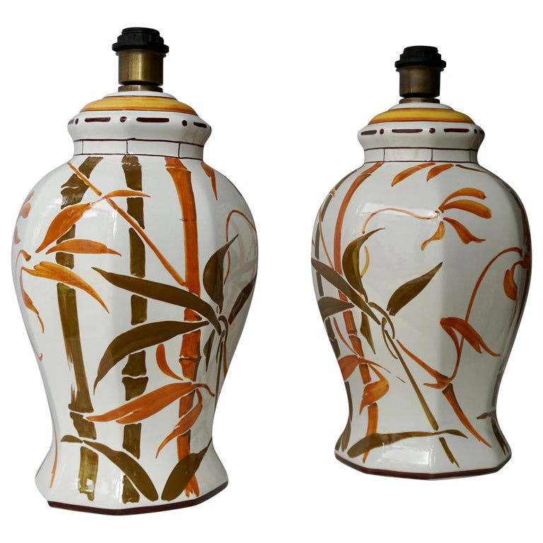 Set of Two Exceptional Mid-Century Modern Ceramic Bamboo Table Lamps ...