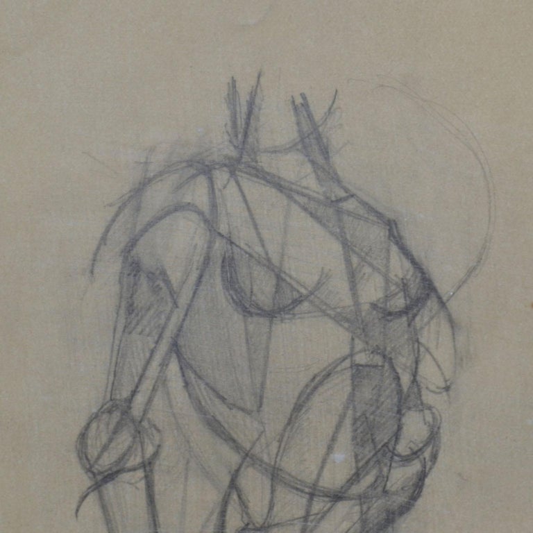 Pair of Life Drawings in Cubist Style Female Studies of, Early 20th ...