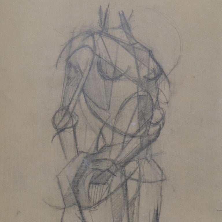 Pair of Life Drawings in Cubist Style Female Studies of, Early 20th ...