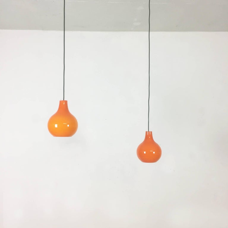 Set of Two German Orange Glass Hanging Light Made by Peill and Putzler ...