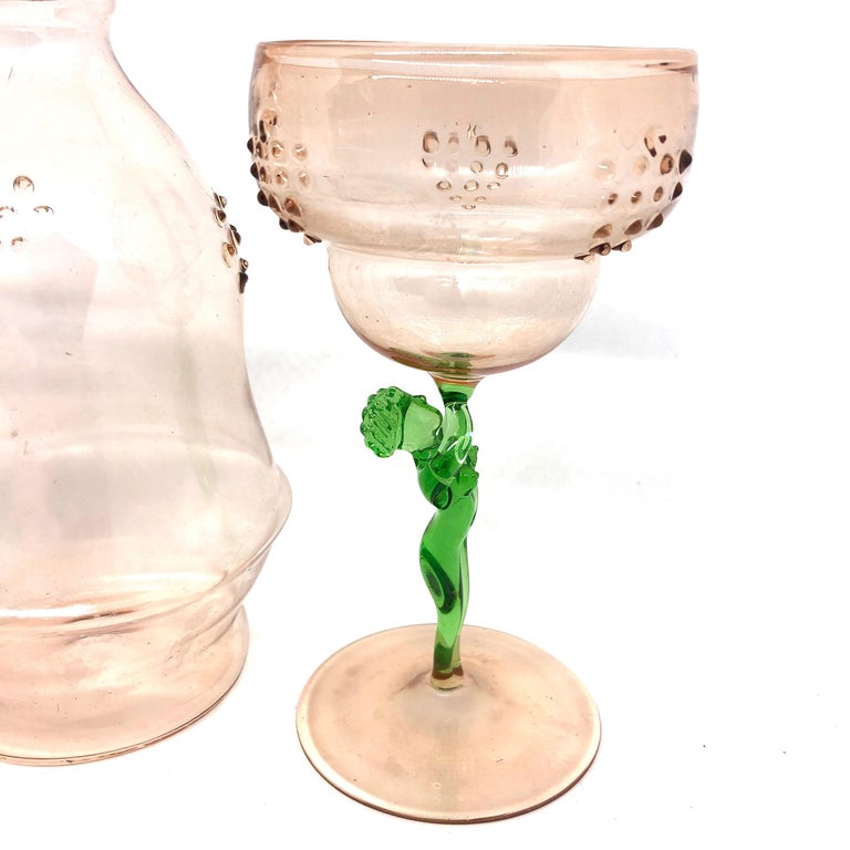 Set Of Two Glasses And Decanter Bimini Style Art Glass Vintage Austria At 1stdibs Bimini