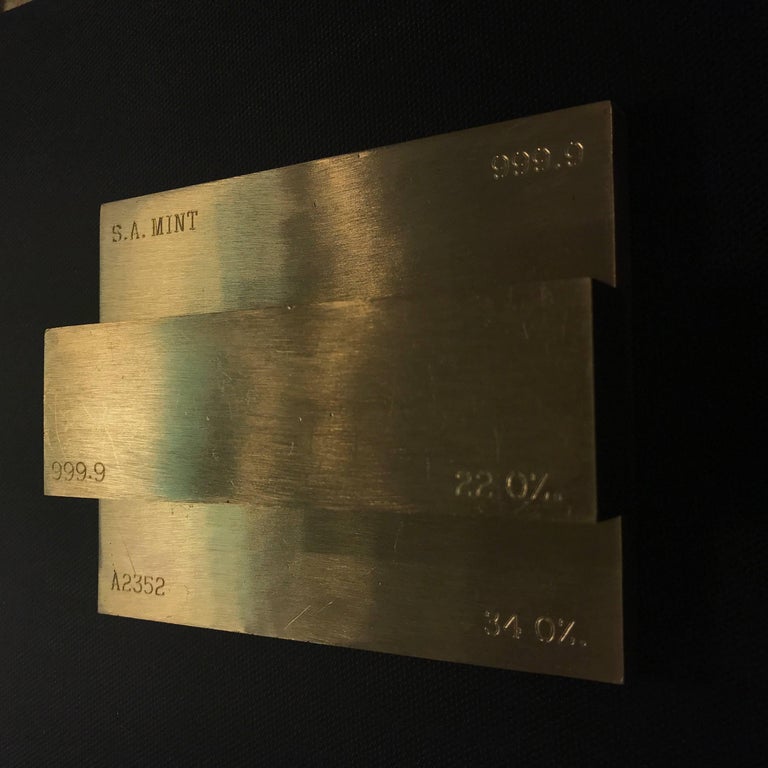 Set Of Two Gold Bar Style Brass Paperweights at 1stDibs