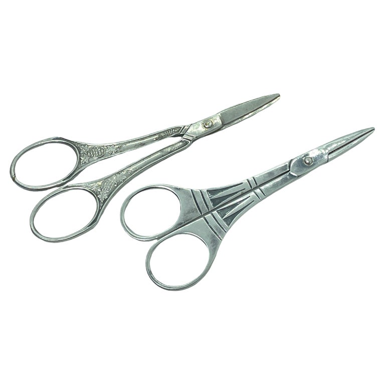 Set of Two Handcrafted Silver Plate Scissors with Steel Blade, Sweden ...