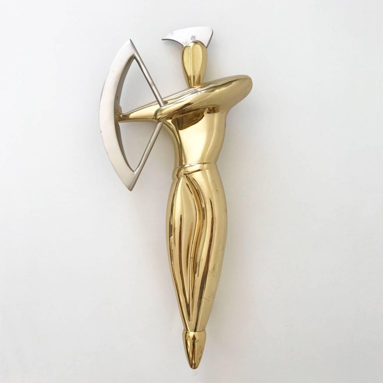 Set of Two Hollywood Regency Wall Mount Massive Brass and Steel Archers ...