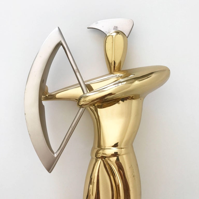 Set of Two Hollywood Regency Wall Mount Massive Brass and Steel Archers ...