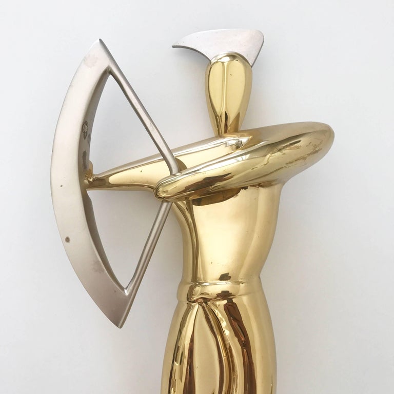 Set of Two Hollywood Regency Wall Mount Massive Brass and Steel Archers ...