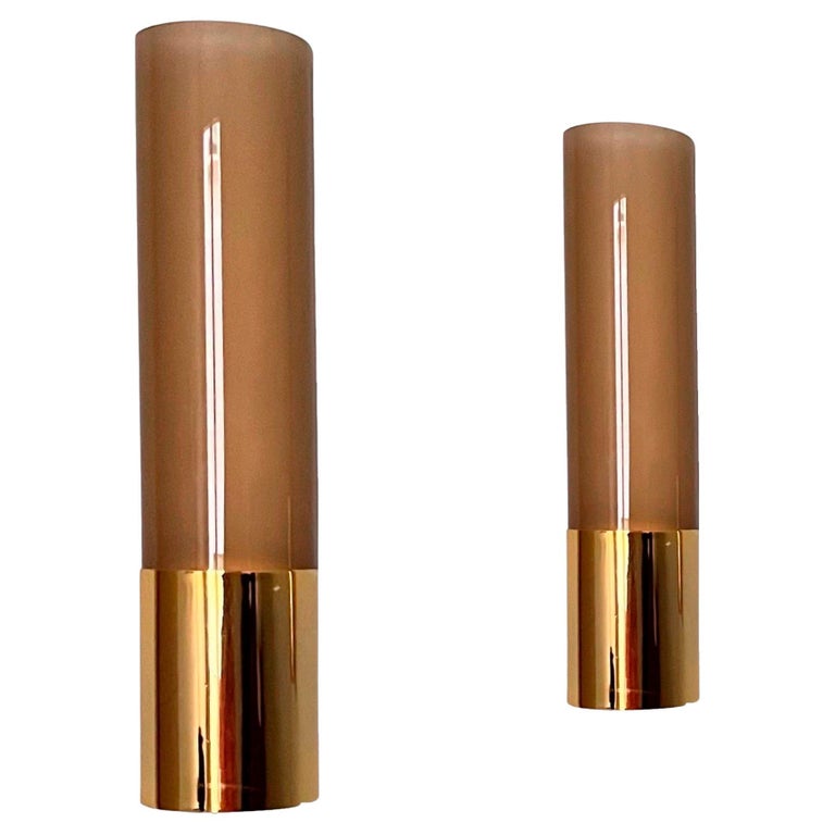 Set of Two Italian Gold Glass Wall Sconces, 1970s at 1stDibs