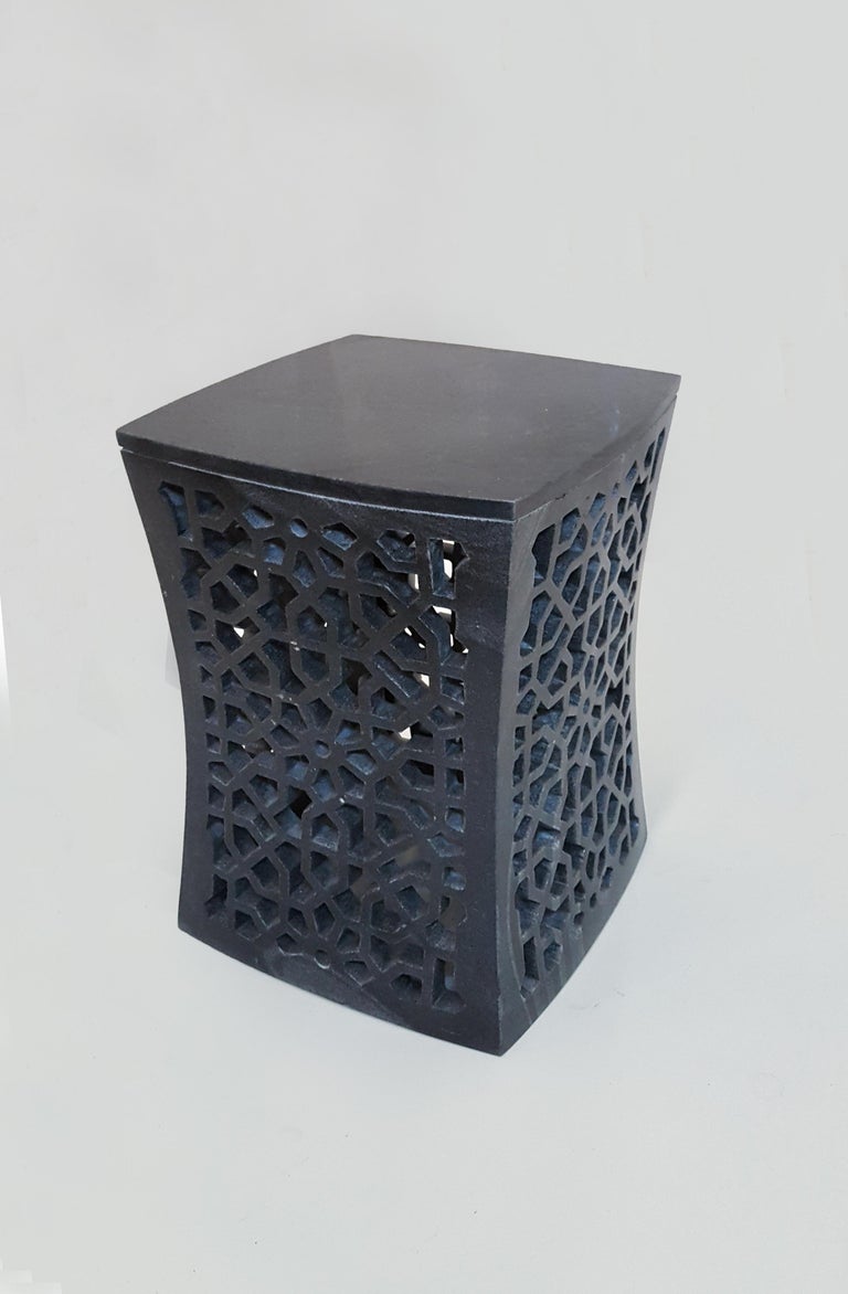 Set of Two Jour Geometric Jali Side Tables in Black Marble by Paul ...