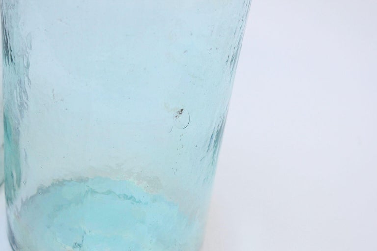 Set of Two Large Antique Molded and Hand-Finished Aqua Glass Spirits ...