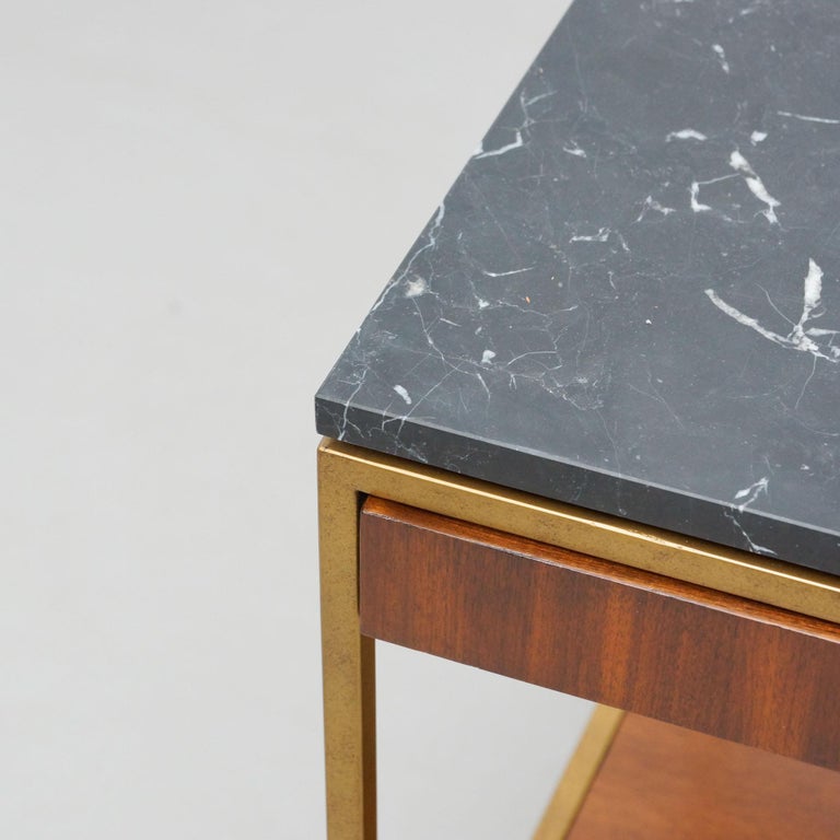 Set of Two Large Contemporary Side Tables in Wood and Marble For Sale ...