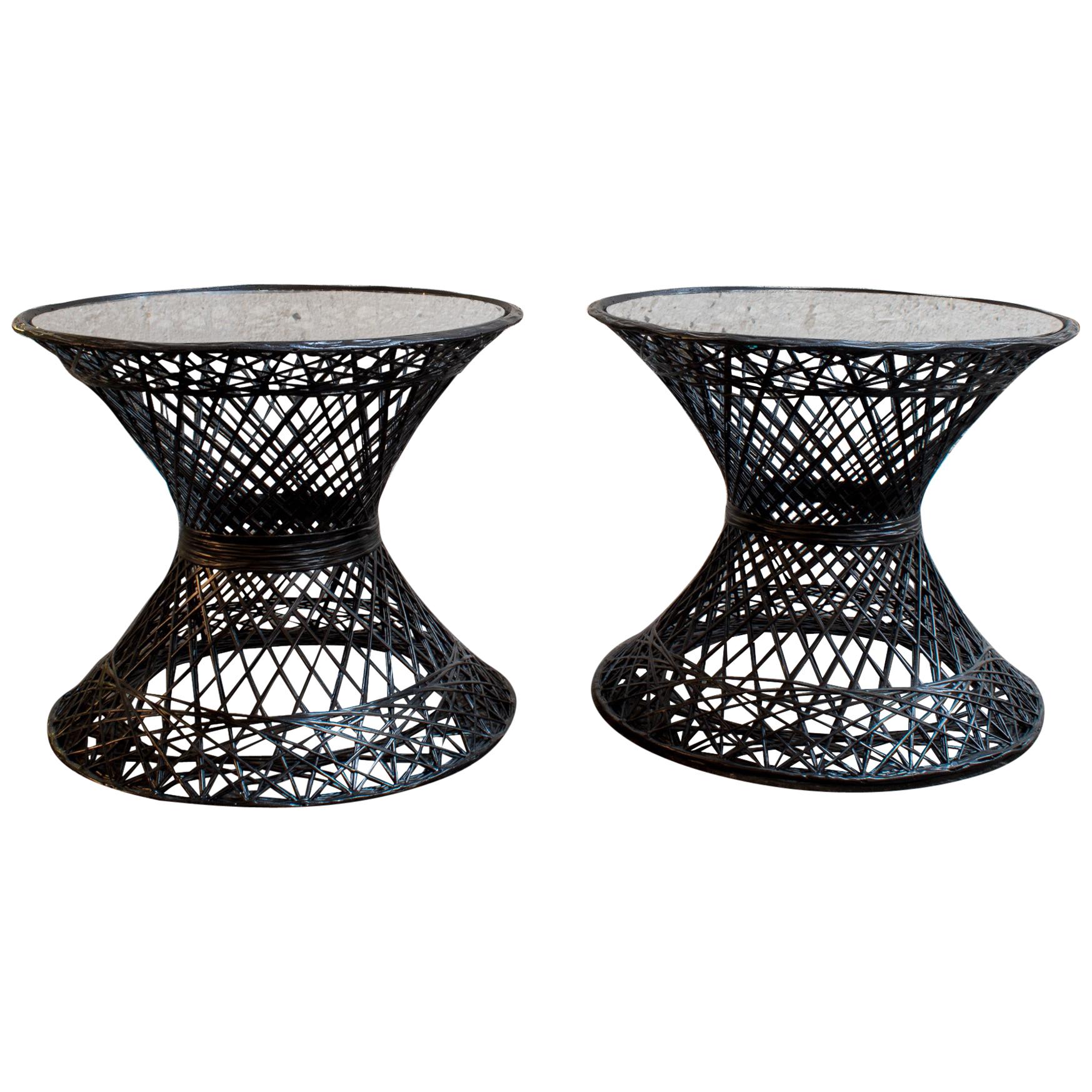 Set of Two Large Russell Woodard Spun Fiberglass Patio Side Tables at ...