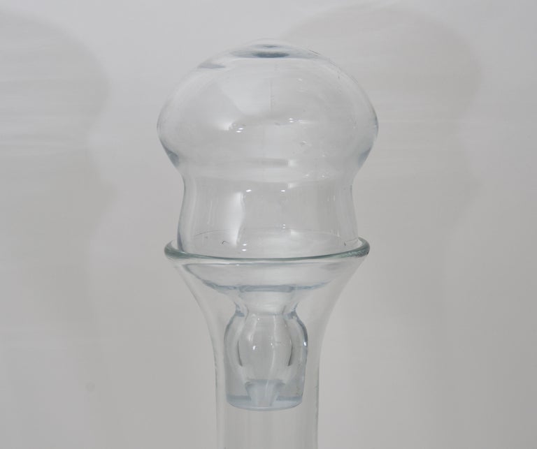 Set of Two Large Scale Blenko, Clear Glass Decanters For Sale at 1stDibs