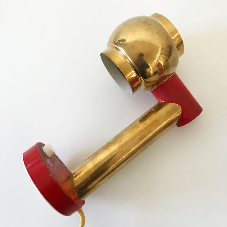 Set of Two Lovely Mid-Century Modern Brass Bedside Table Lamps, 1950s ...