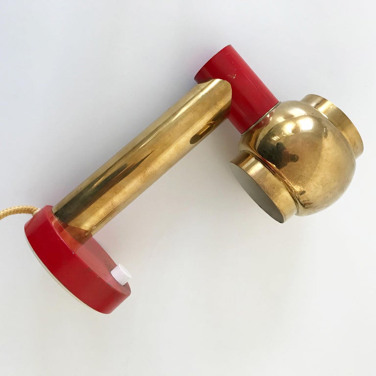 Set of Two Lovely Mid-Century Modern Brass Bedside Table Lamps, 1950s ...