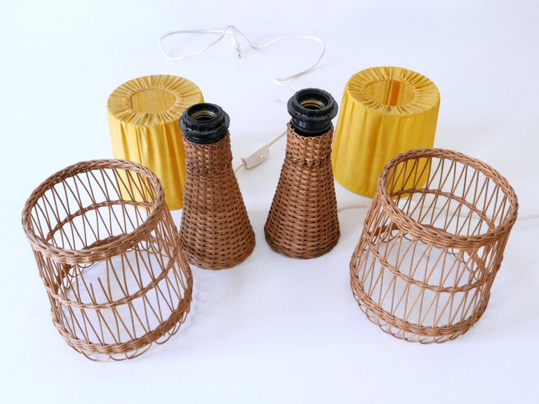 Set of Two Lovely Mid-Century Modern Rattan Wicker Table Lamps Germany ...