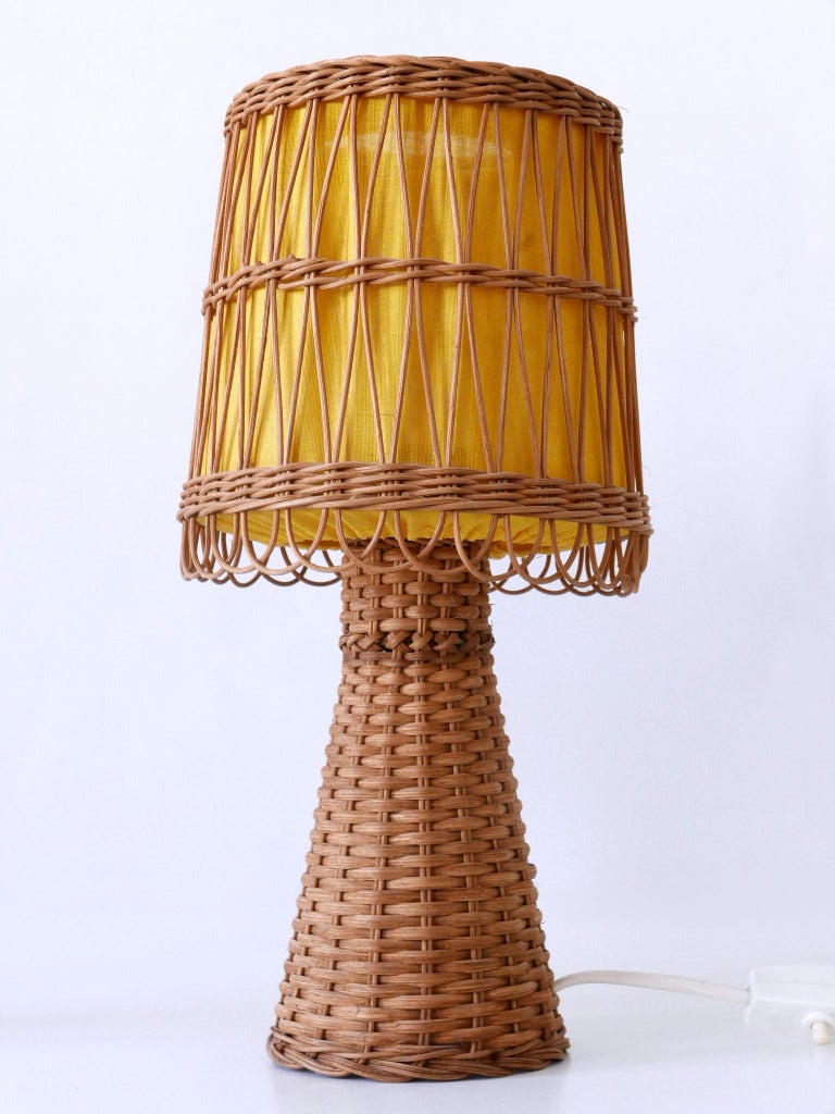 Set of Two Lovely Mid-Century Modern Rattan Wicker Table Lamps Germany ...